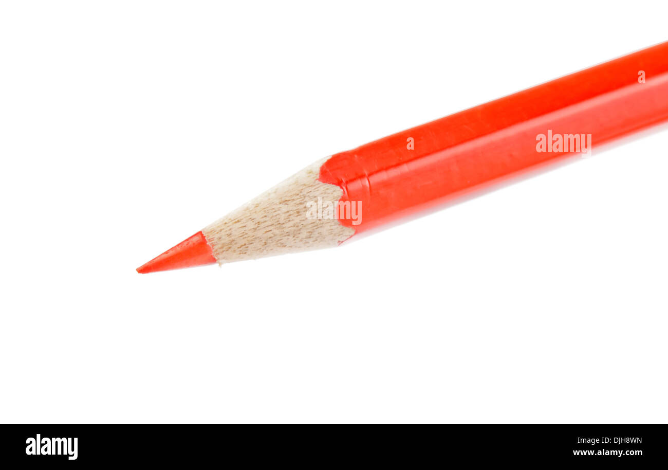 a red pencil is isolated on white Stock Photo - Alamy