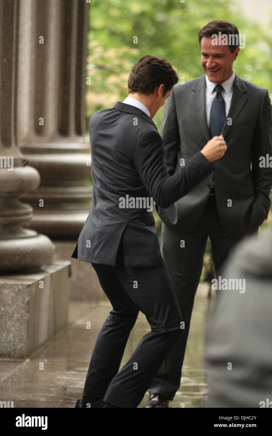 Matt Bomer seen dancing on the set of 'White Collar' New York City, USA ...
