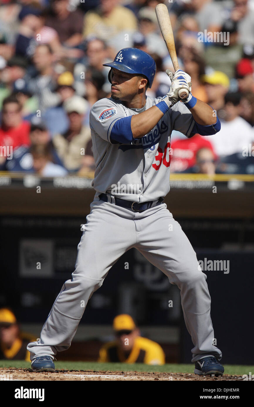 Dodgers Xavier Paul in the box against the Padres during game 3 at ...
