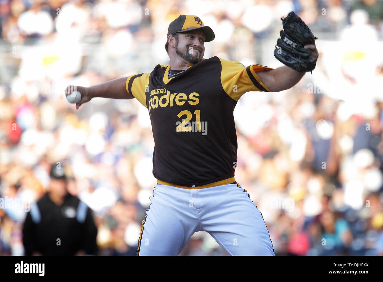 Padres closer Heath Bell took the mound against the Dodgers during game ...