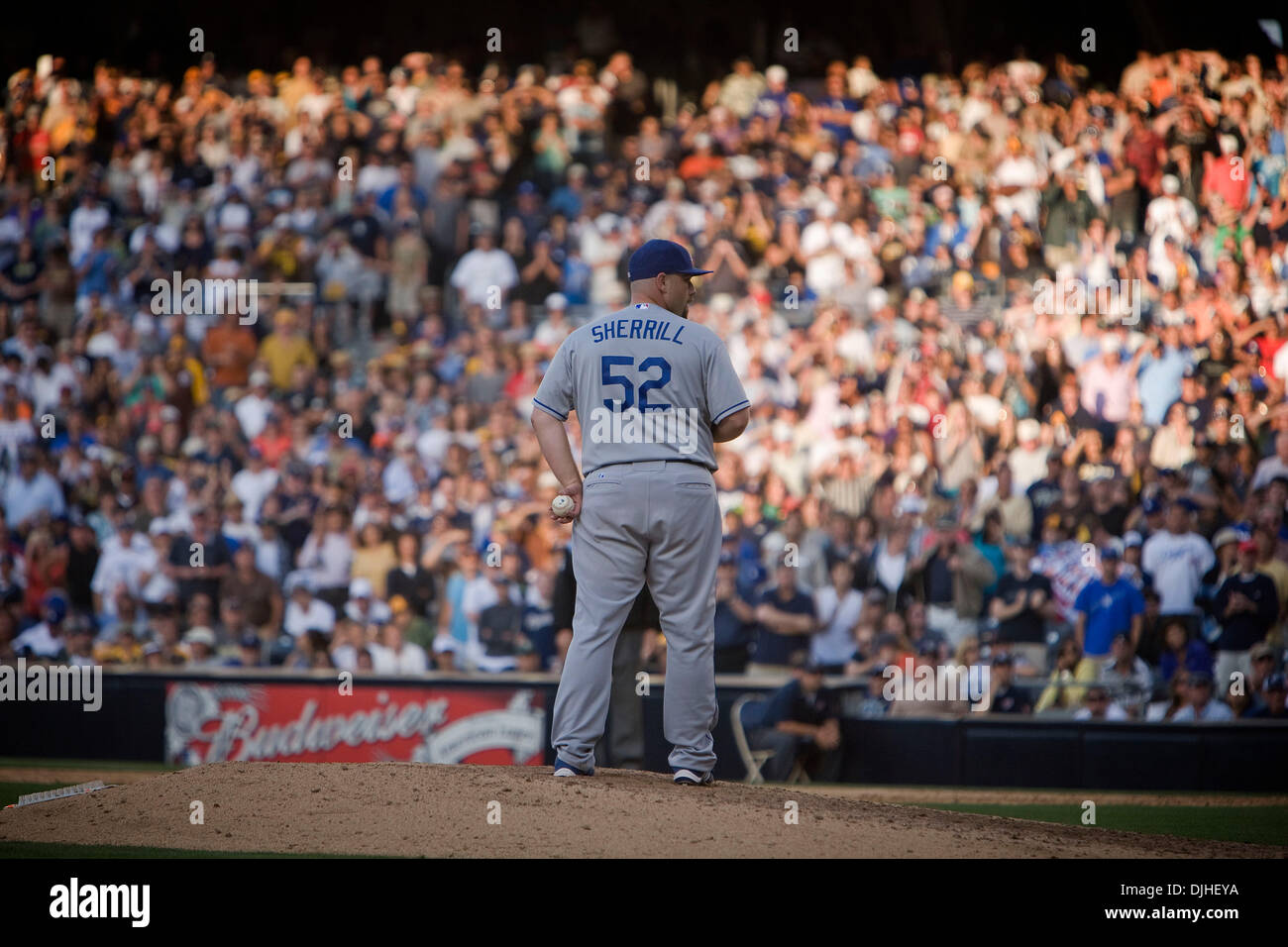 Dodgers George Sherrill took the mound against the Padres during game 3 ...