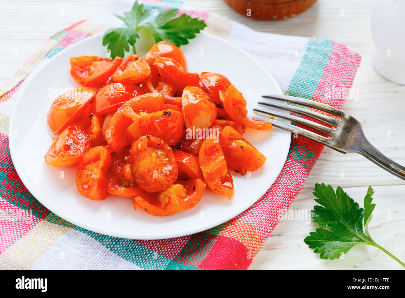 roasted tomato slices, food closeup Stock Photo - Alamy