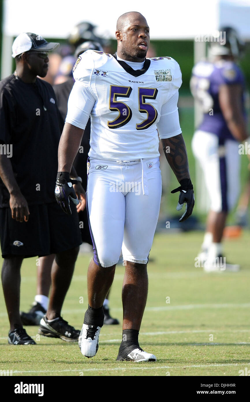 30 July 2010: Baltimore Ravens linebacker Terrell Suggs (55) during ...