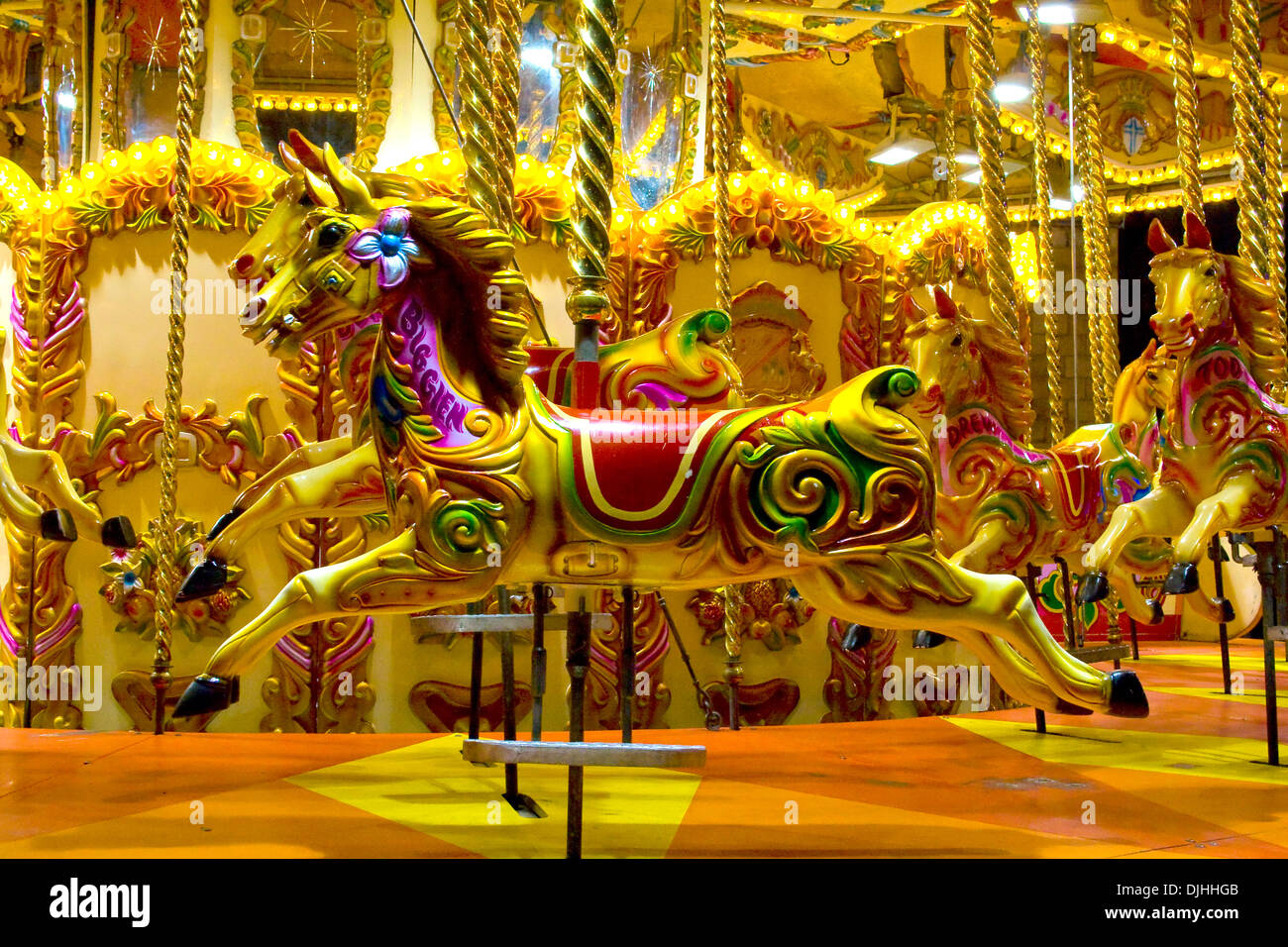 Horses on a carousel Stock Photo - Alamy