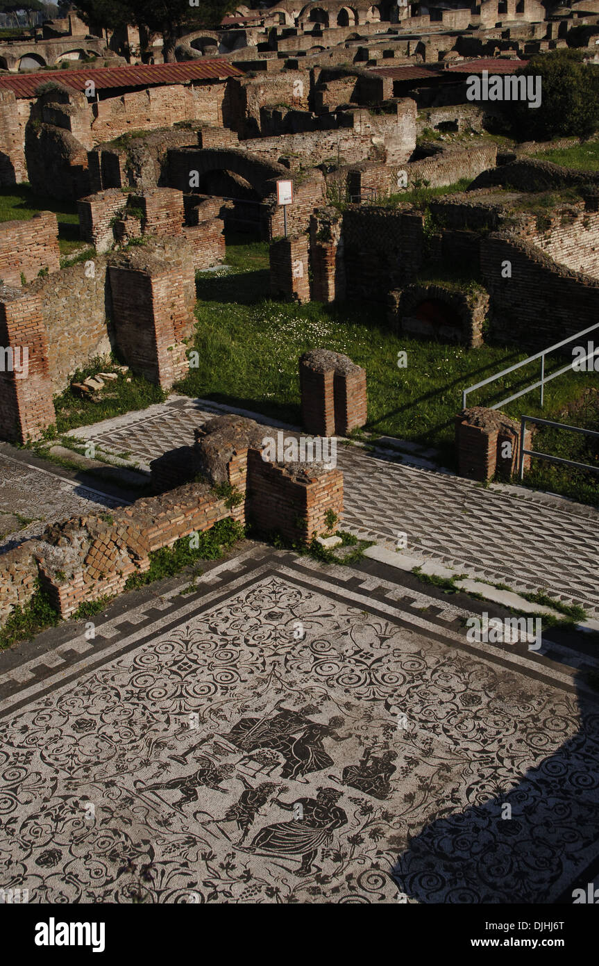 Italy. Ostia Antica. House of Bacchus and Ariadne. Floor mosaic ...