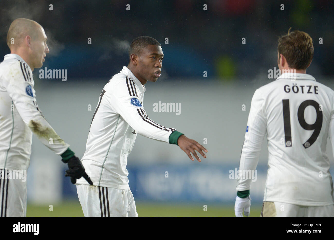 Moscow, Russia. 27th Nov, 2013. Munich's Arjen Robben (from L), David ...