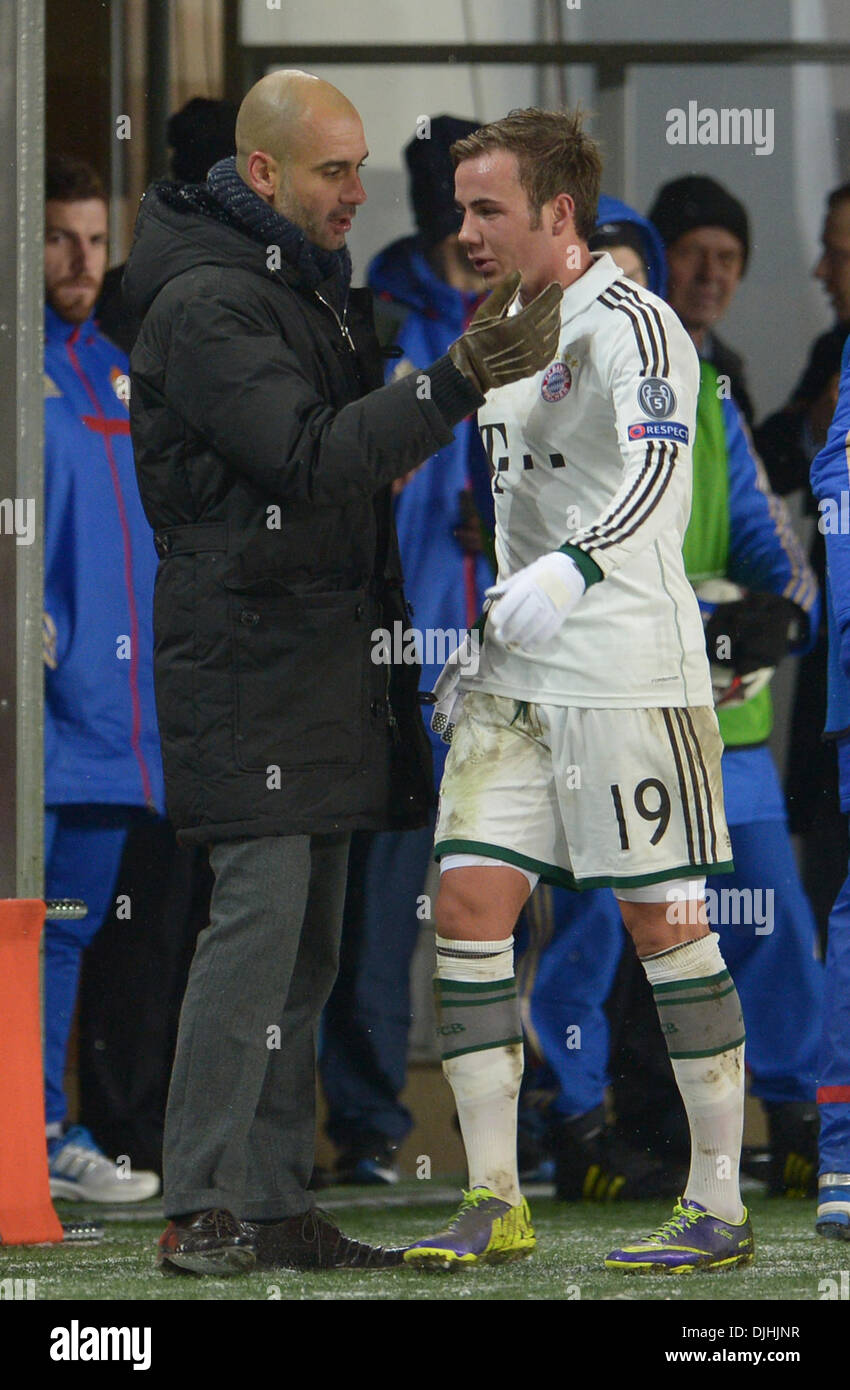Moscow, Russia. 27th Nov, 2013. Munich's head coach Pep Guardiola talks ...