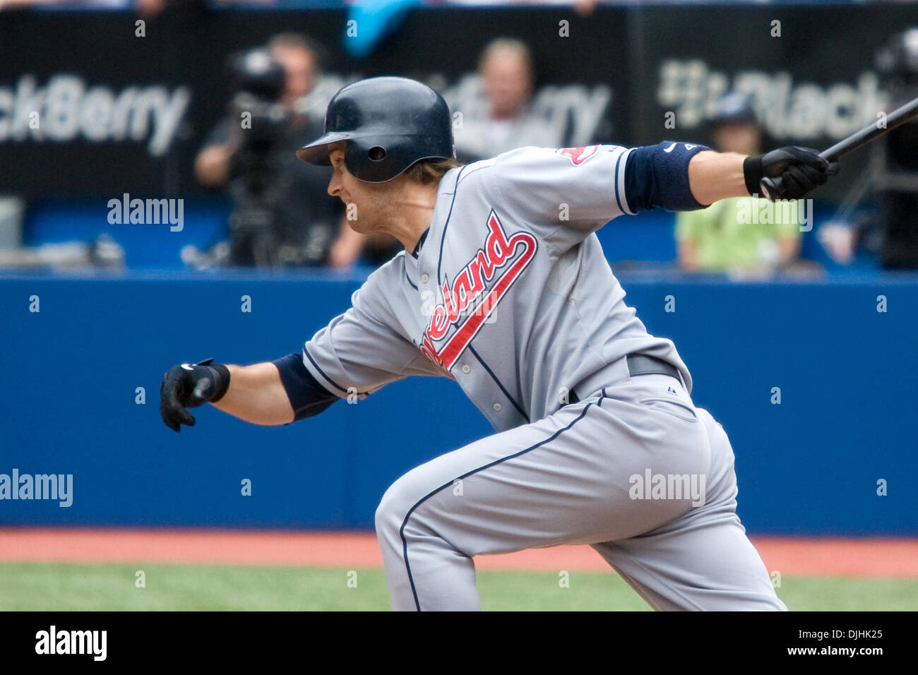 31 July 2010: Cleveland Indians center fielder Trevor Crowe (4) at bat ...