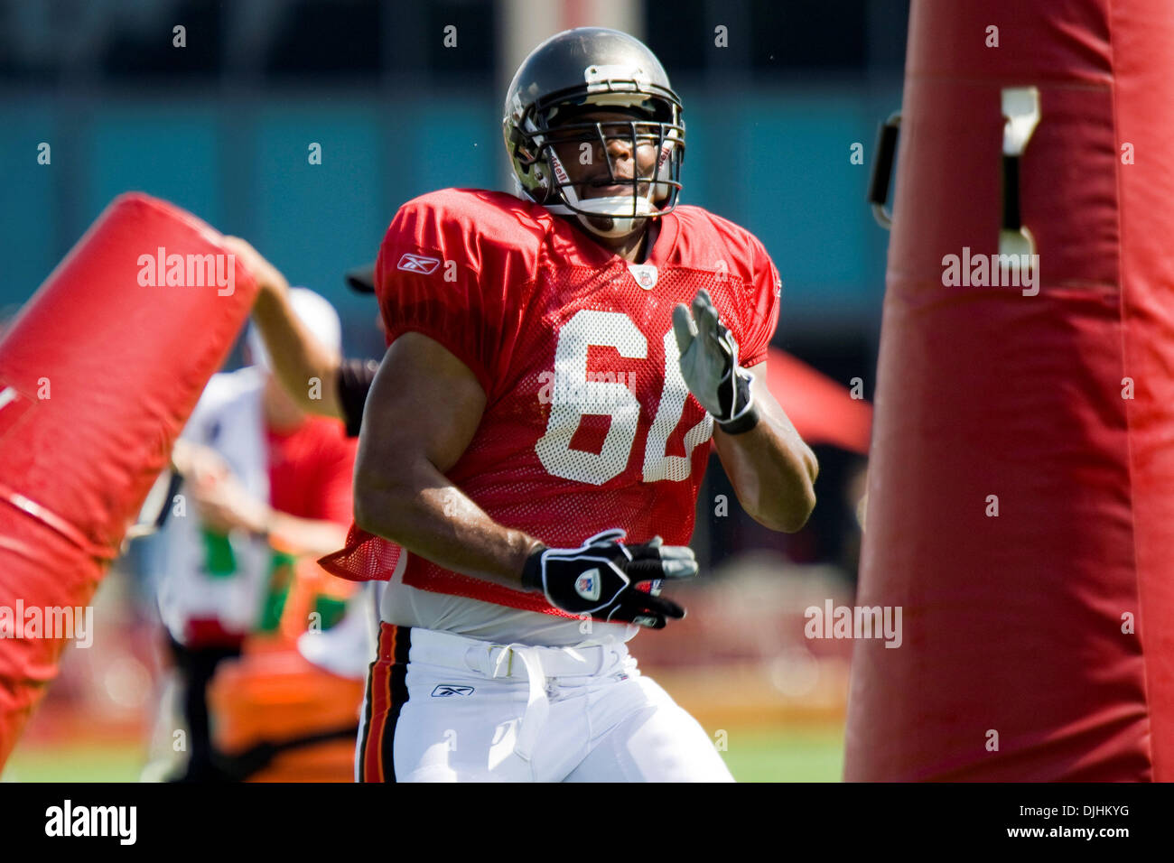 Tampa Buccaneer DE James Ruffin (#60) runs through drills during ...