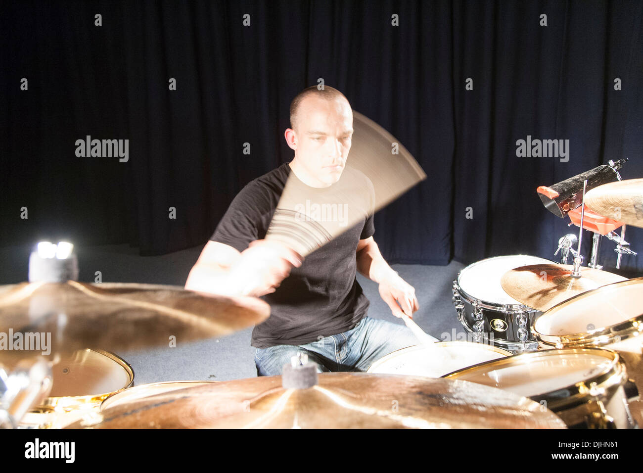 Drummer in action Stock Photo - Alamy