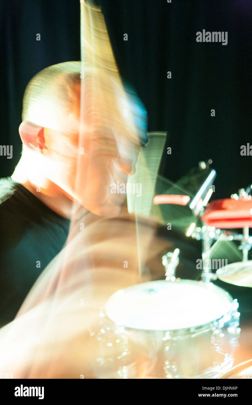 Drummer in action Stock Photo - Alamy