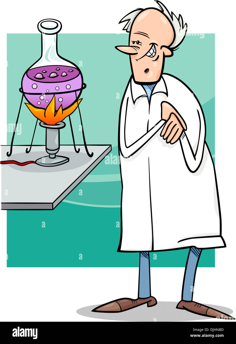 Cartoon Illustration of Funny Scientist in Laboratory Stock Photo - Alamy