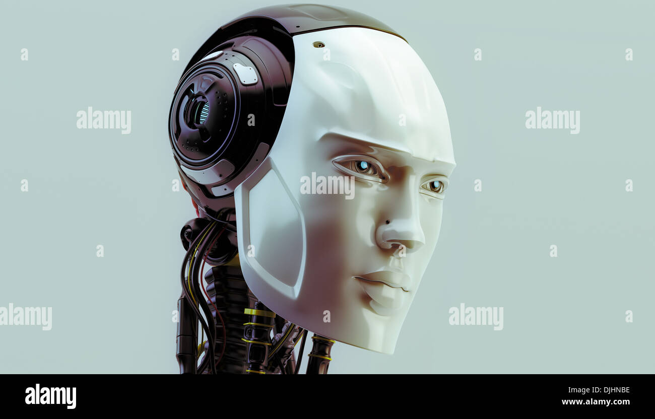 Futuristic robot head Stock Photo - Alamy