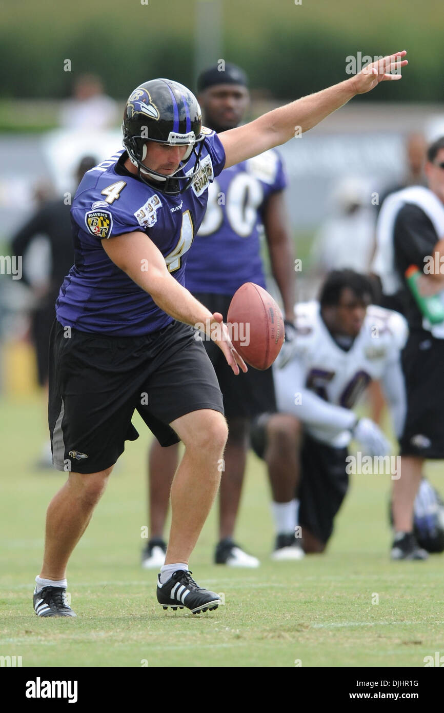 02 August 2010: Baltimore Ravens punter Sam Koch (4) in action during ...