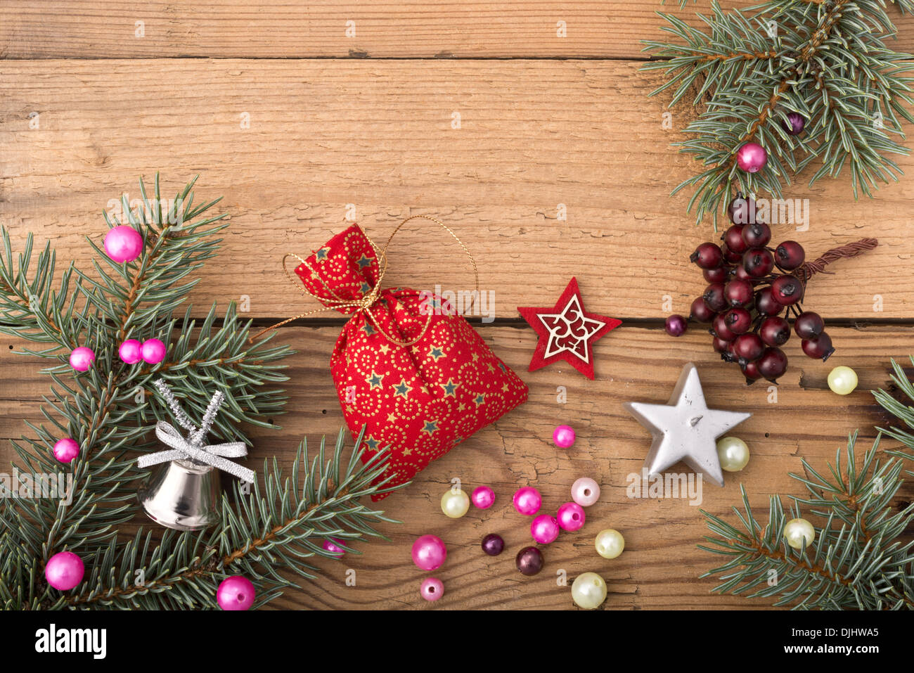 still life with christmas tree and colored decoration Stock Photo - Alamy