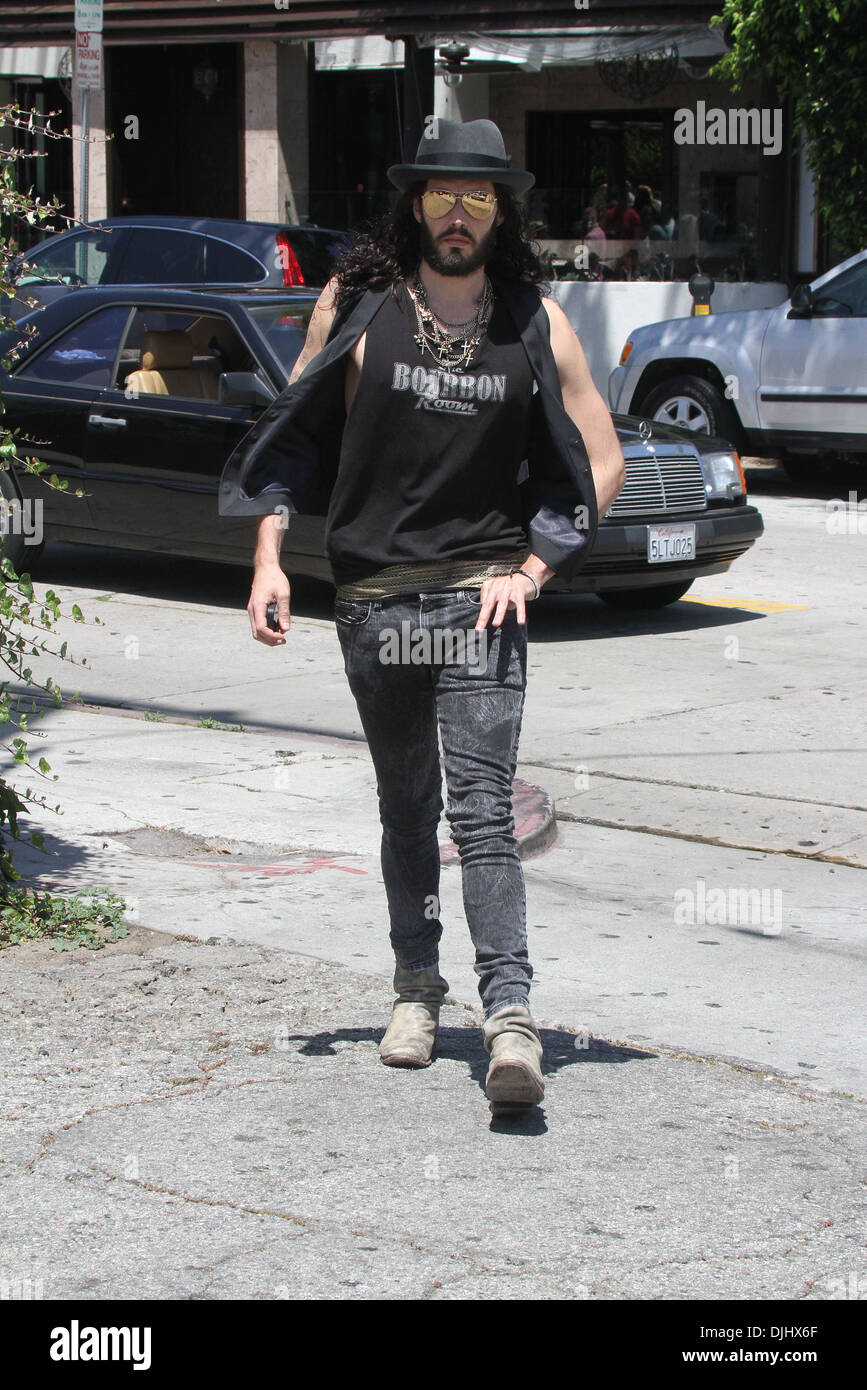 Russell Brand seen out and about holding a health shake Los Angeles ...