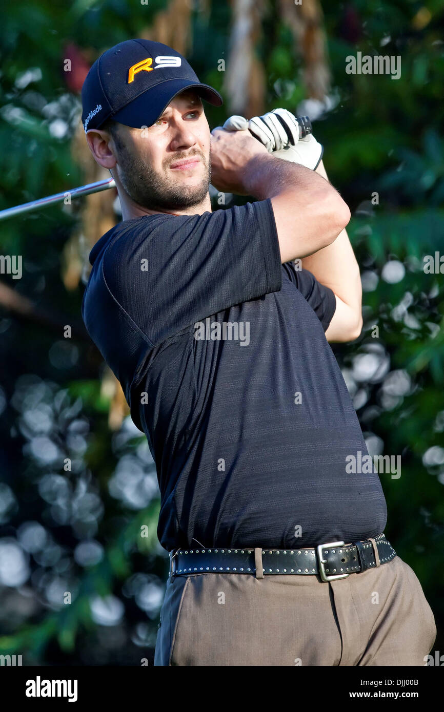 Brad Mates, lead singer of Emerson Drive, plays a game of golf the day ...