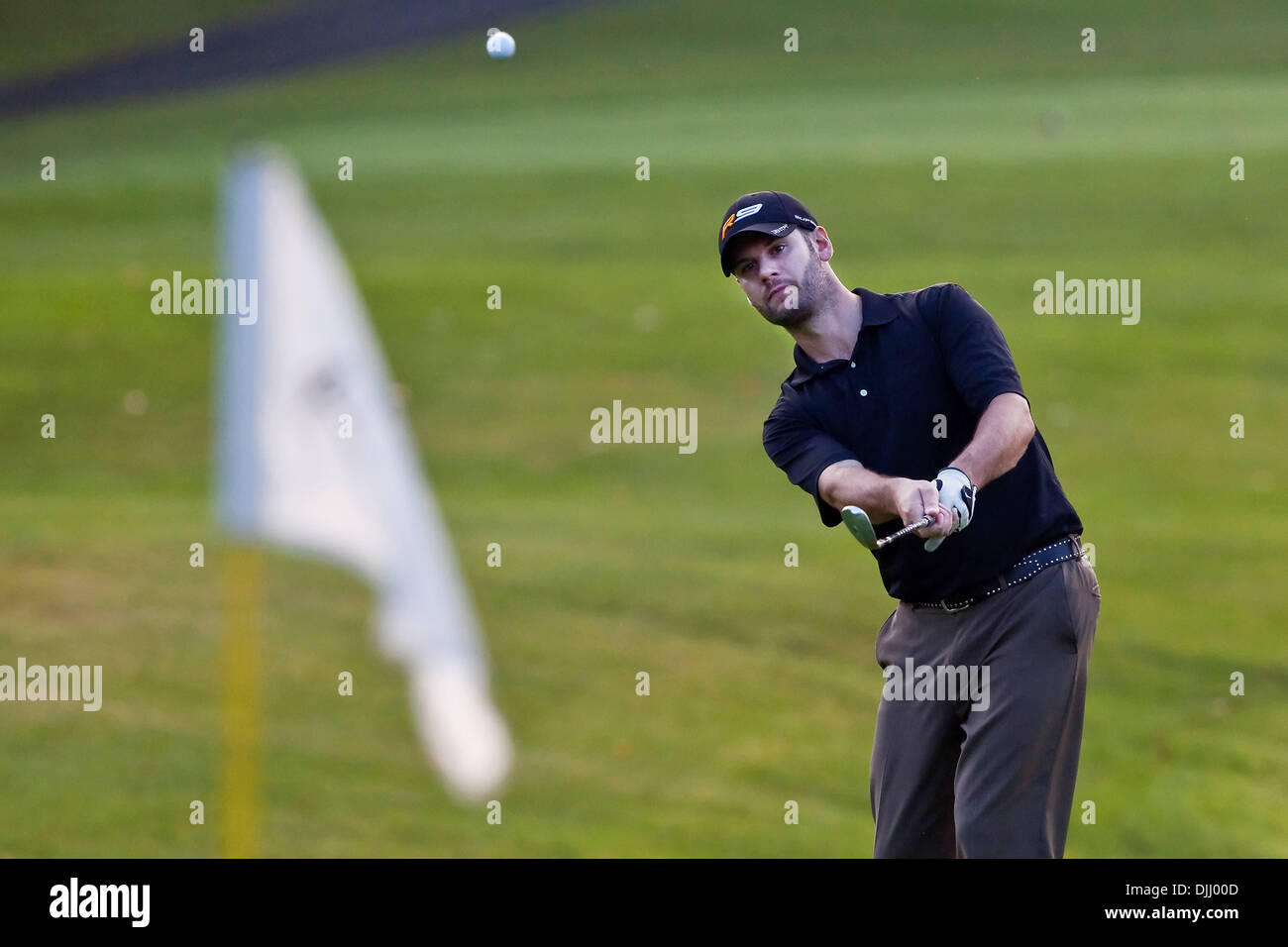 Brad Mates, lead singer of Emerson Drive, plays a game of golf the day ...