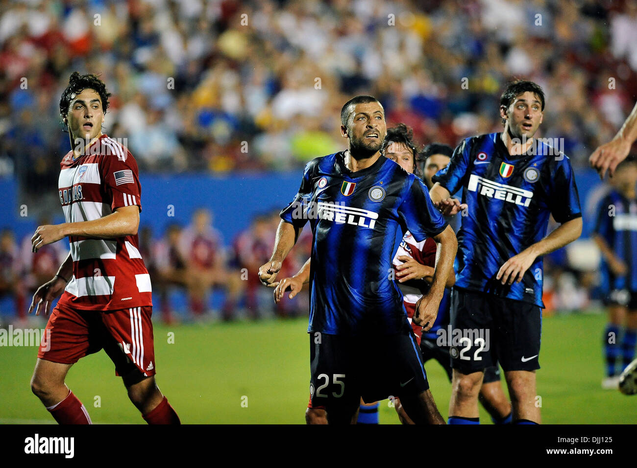 Walter Samuel #25 of Inter Milan and Diego Milito #22 of Inter Milan ...