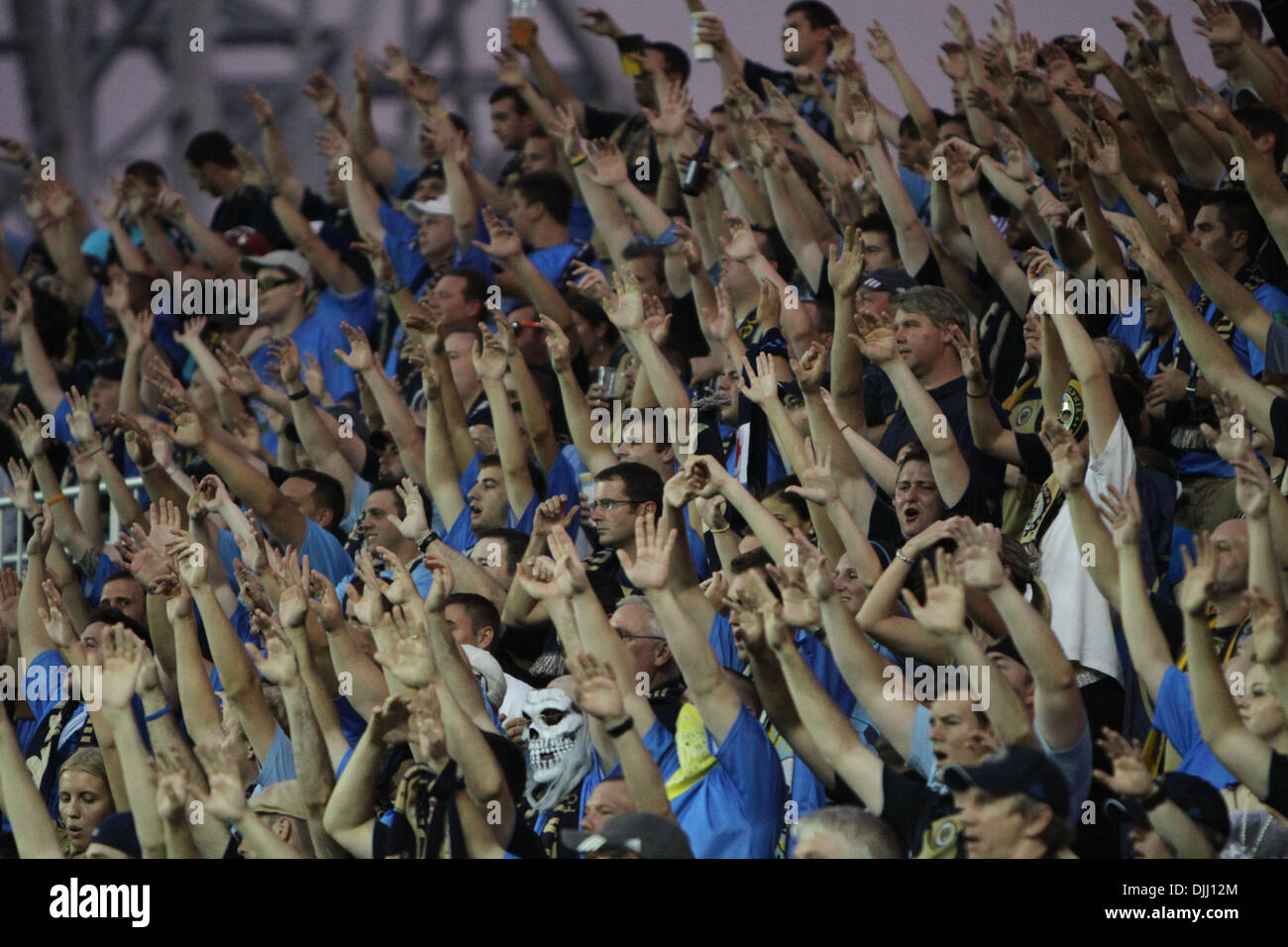 Philadelphia Union fans cheer on their team during the match against ...