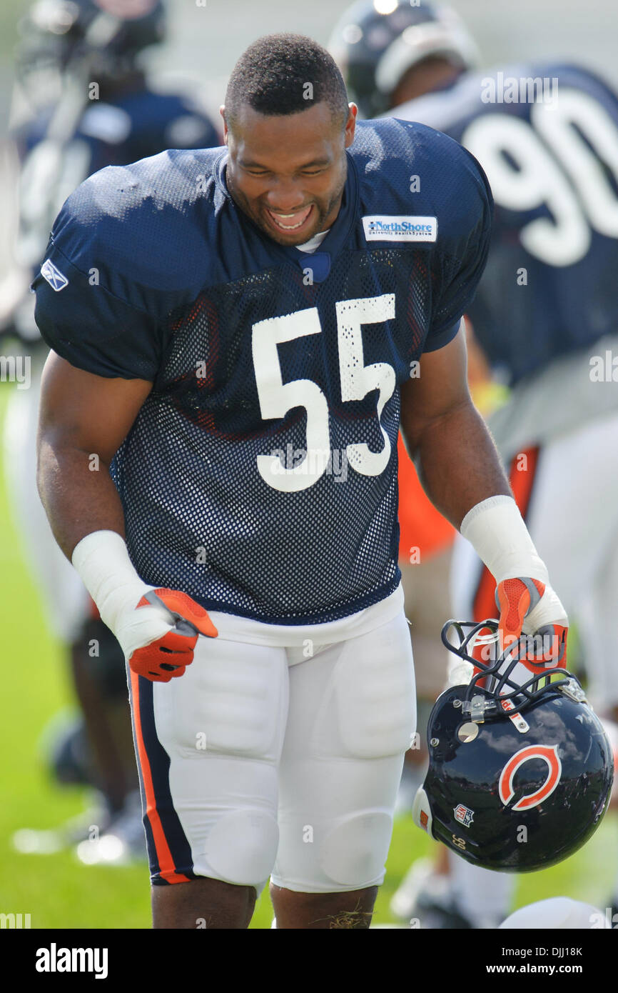 Chicago Bears linebacker Lance Briggs (55) jokes with a teammate during ...