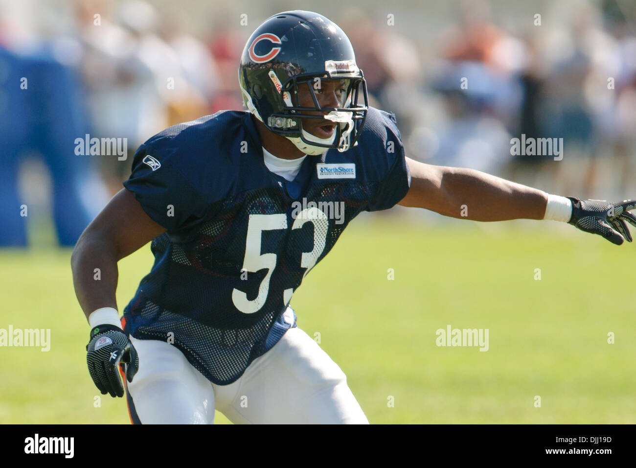 Chicago Bears linebacker Nick Roach (53) during the Bears training camp ...