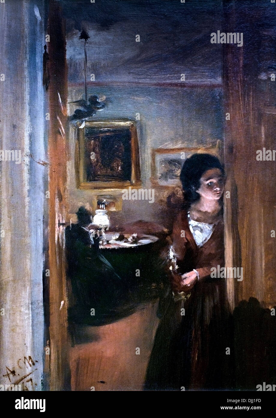 Living Room with te Artist's Sister 1847 Adolph von Menzel 1905 - 1898 ...