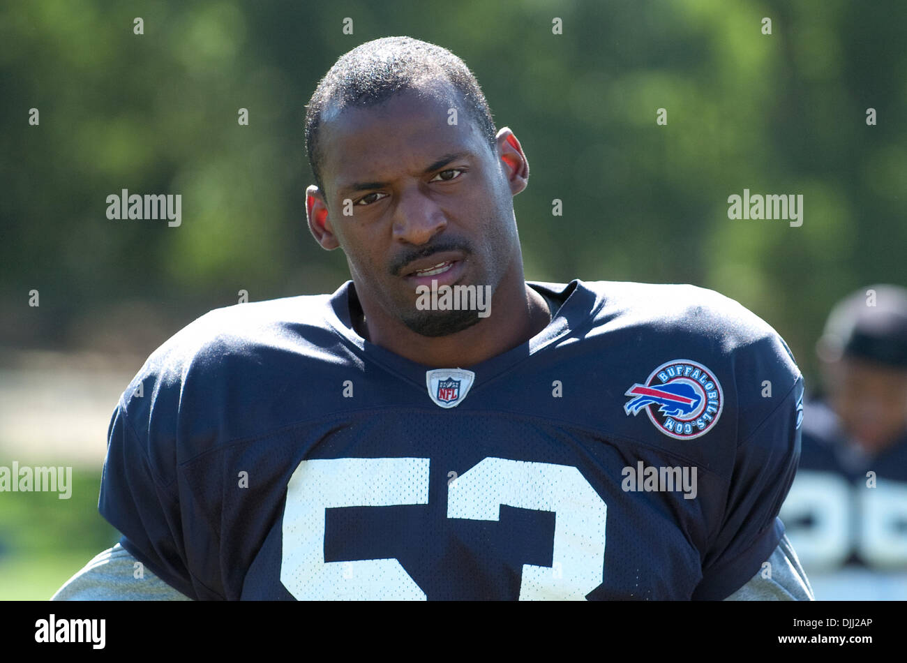 August 6, 2010: Buffalo Bills linebacker REGGIE TORBOR (#53) leaves the ...