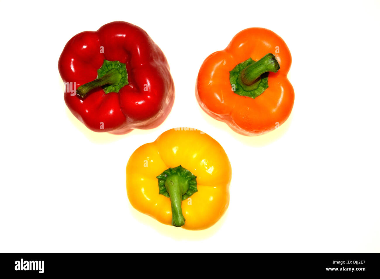 Three Bell Peppers Isolated On A White Studio Background Stock Photo ...