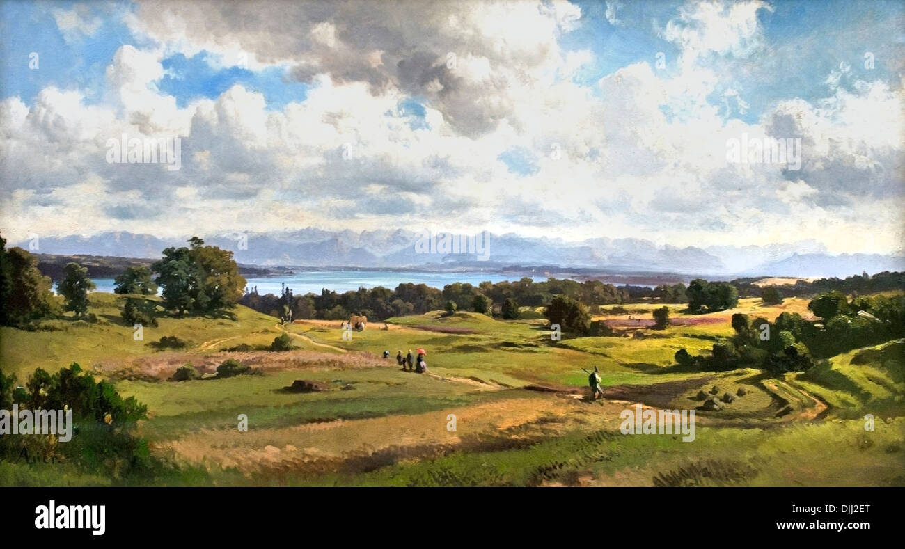 Summer Landscape on Lake Starnberg 1858 Adolf Heinrich Lier 1845-1919 ...
