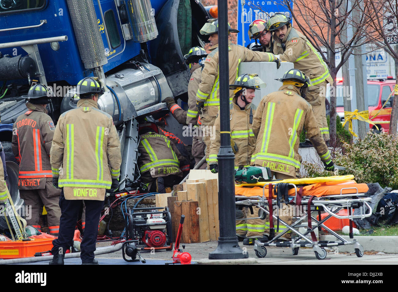 Toronto, Canada. 26th November 2013. Fire fighters and Paramedics ...