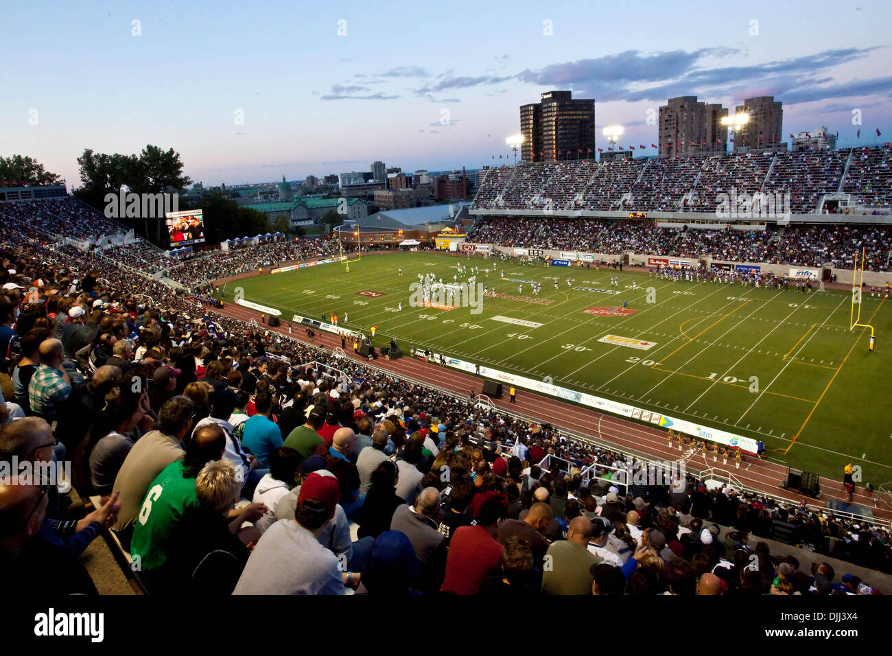 A sunset view during a CFL football game between the Montreal Alouettes ...