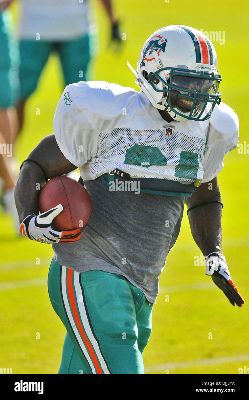 Miami Dolphins RB Ricky Williams (34) runs during practice at the team ...