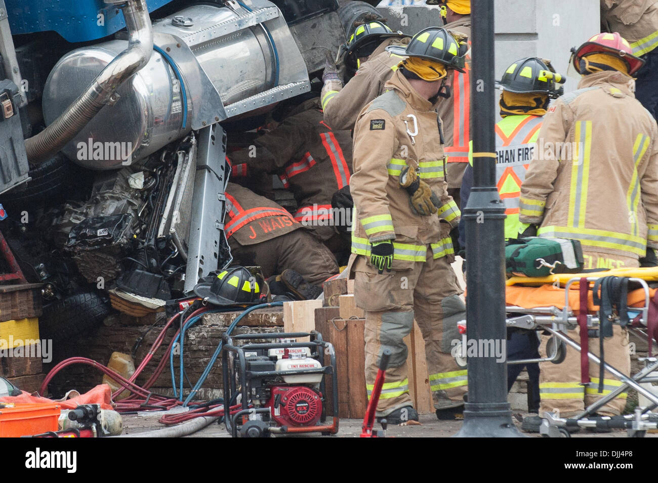 Toronto, Canada. 26th November 2013. Fire fighters and Paramedics ...