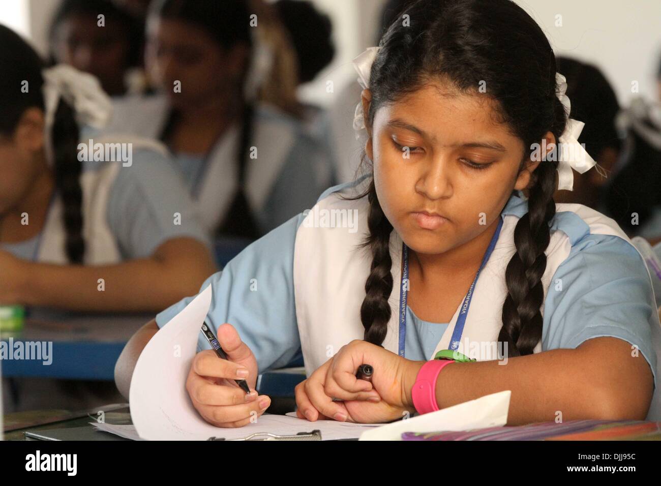 Dhaka 20 November 2013. Bangladeshi students sit for primary terminal ...
