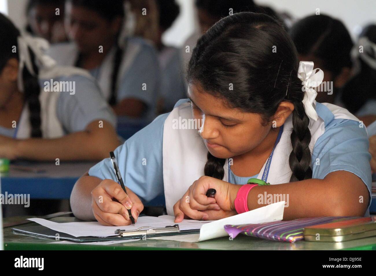 Dhaka 20 November 2013. Bangladeshi students sit for primary terminal ...