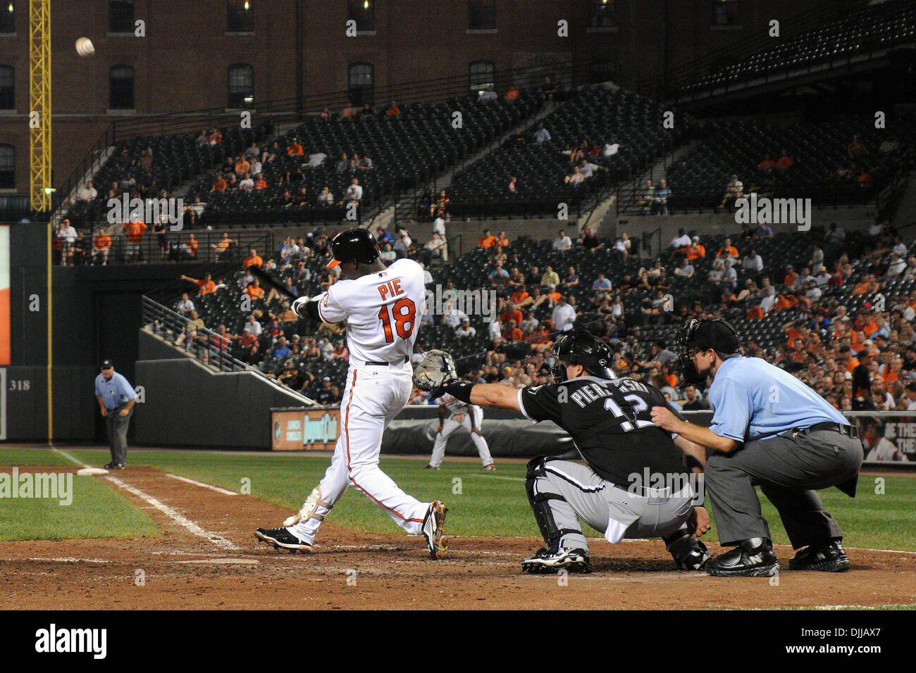 August 09, 2010: Baltimore Orioles left fielder Felix Pie (18) makes a ...