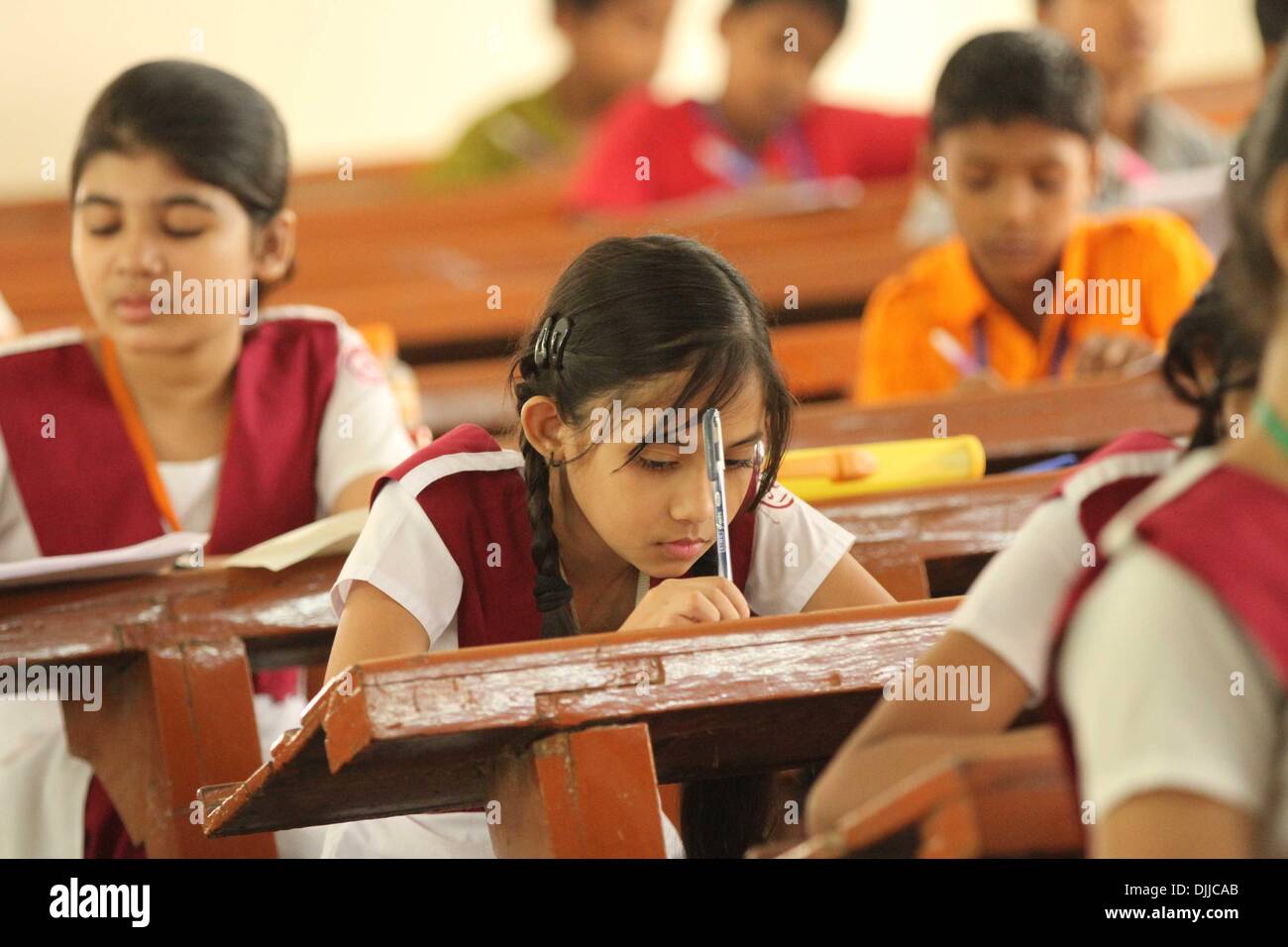 Dhaka 20 November 2013. Bangladeshi students sit for primary terminal ...