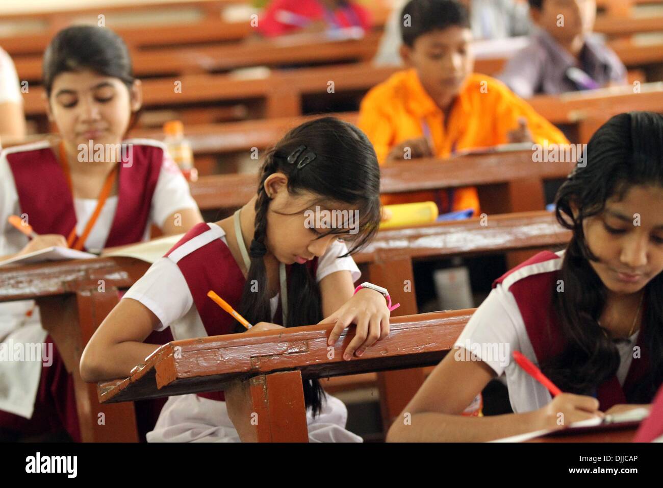 Dhaka 20 November 2013. Bangladeshi students sit for primary terminal ...