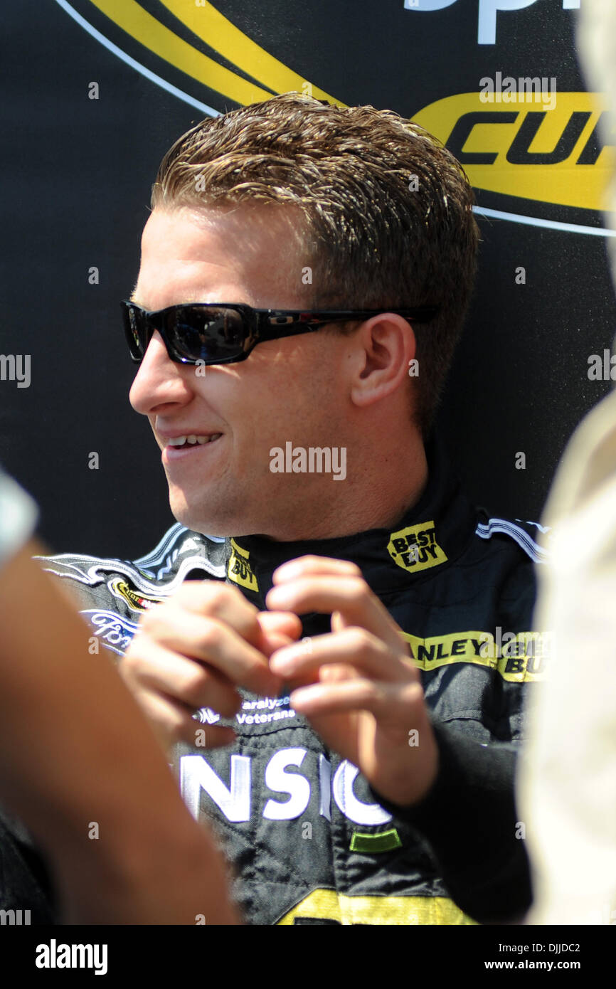August 8, 2010: A.J. ALLMENDINGER sits back stage during driver ...
