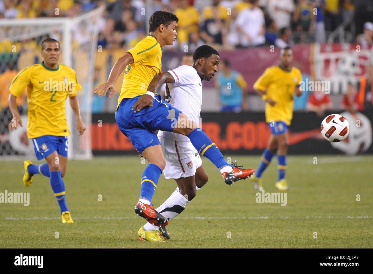 Brazil Silva Defender THIAGO SILVA (3) left, and USA Striker ROBBIE ...