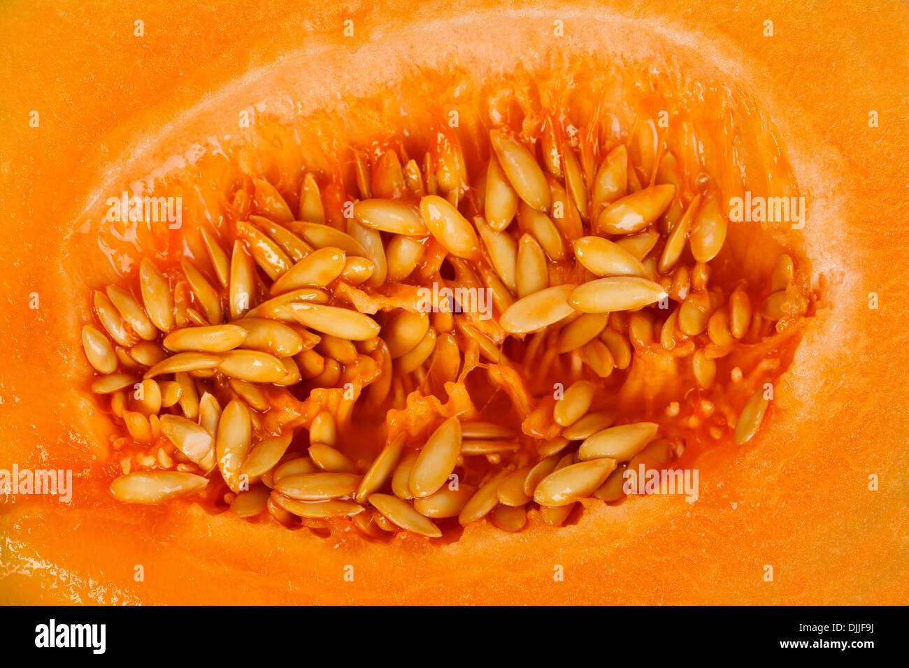 Seeds inside of a yellow melon, background Stock Photo - Alamy