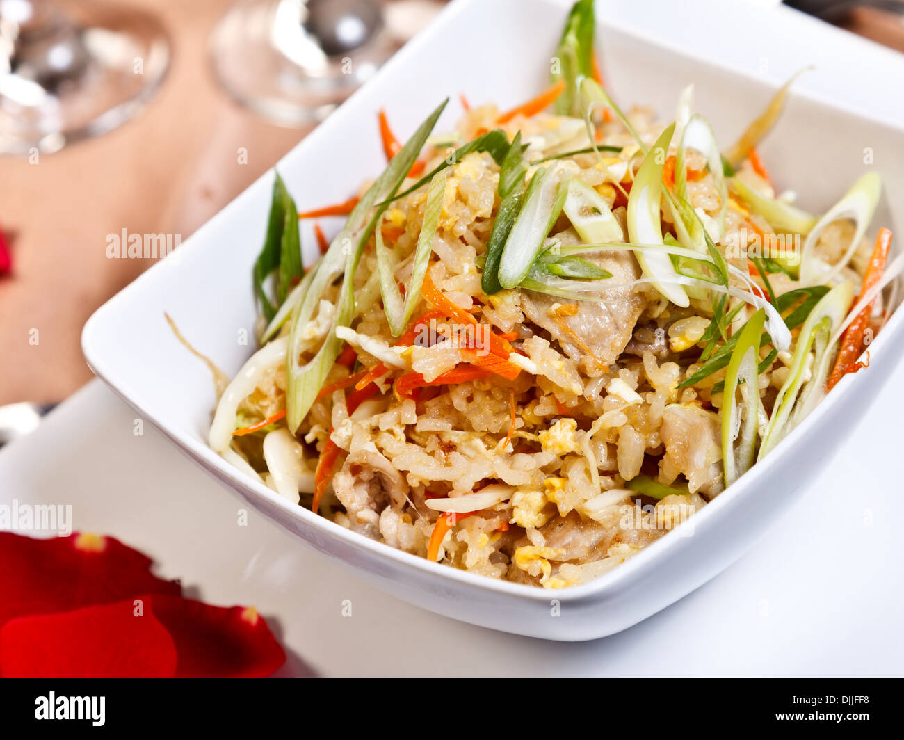 Wok fried rice with vegetable and pork Stock Photo - Alamy