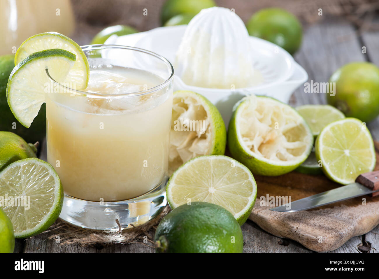 Fresh made Lime Juice with fruits Stock Photo - Alamy