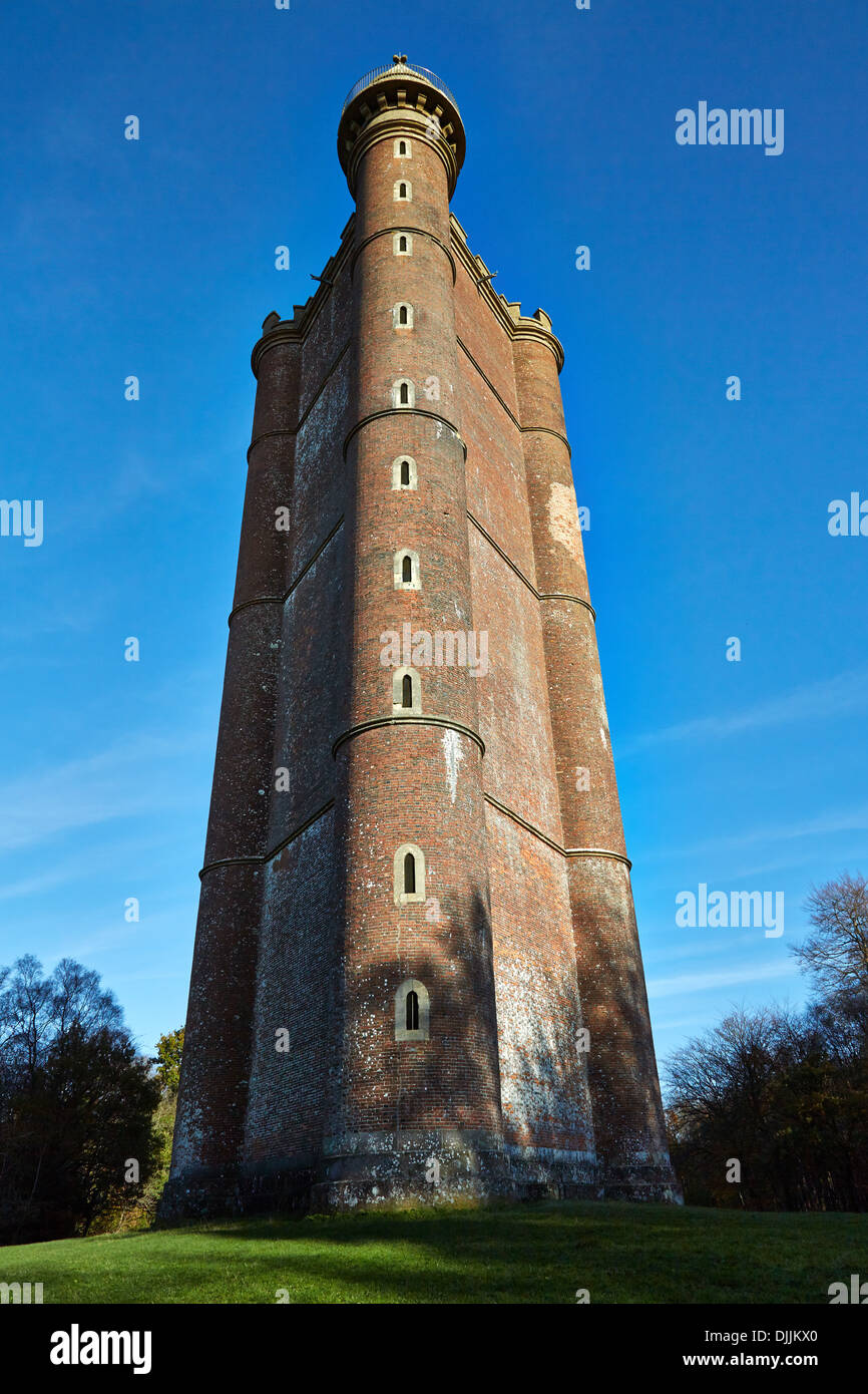 King Alfred's Tower on Kingsettle Hill near Stourhead Somerset is a ...