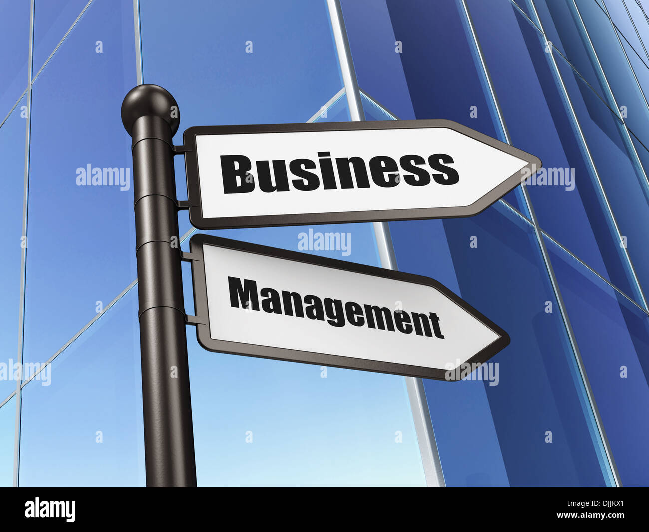 Finance concept: sign Business Management on Building background Stock ...