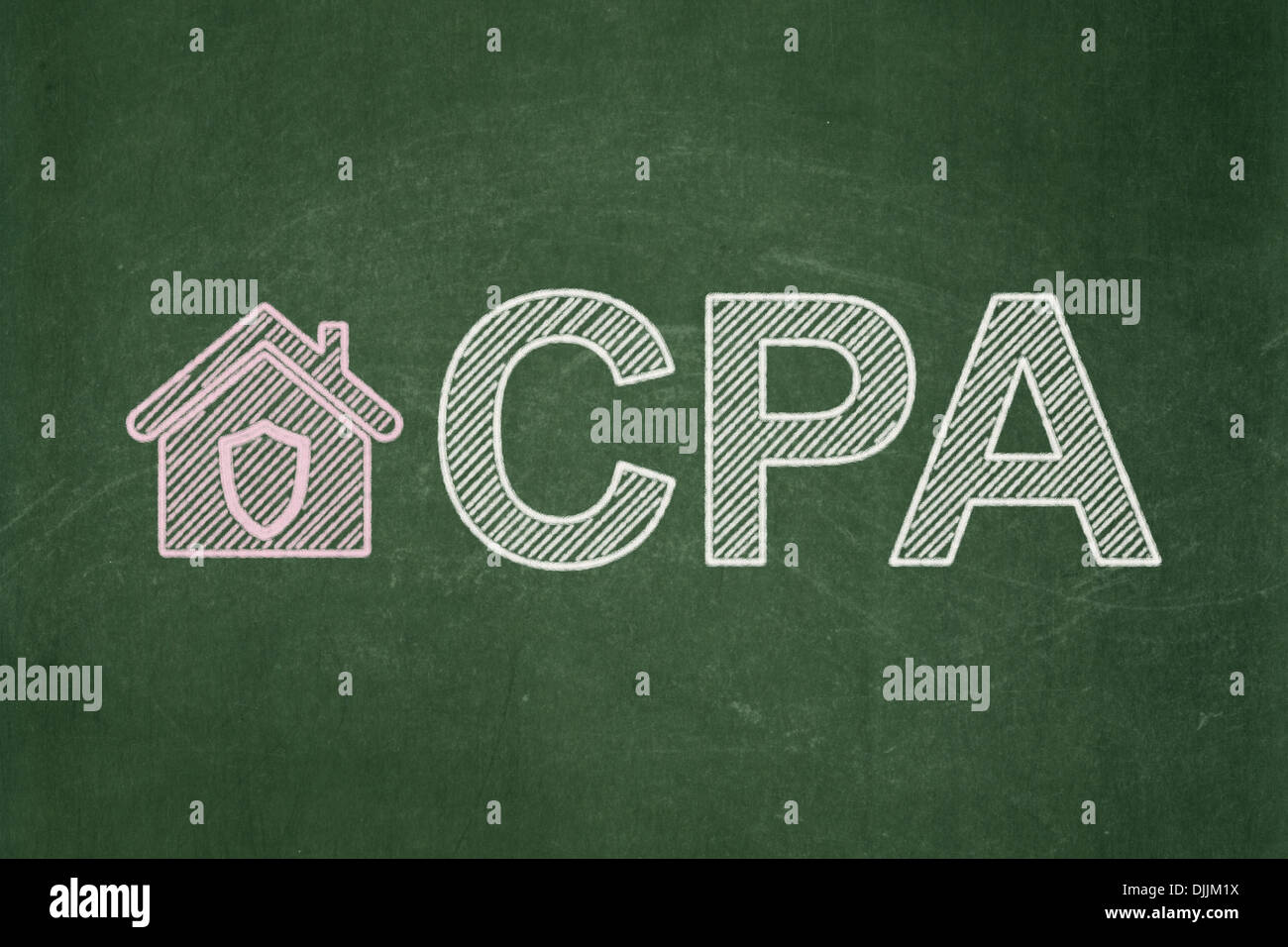 Business concept: Home and CPA on chalkboard background Stock Photo - Alamy