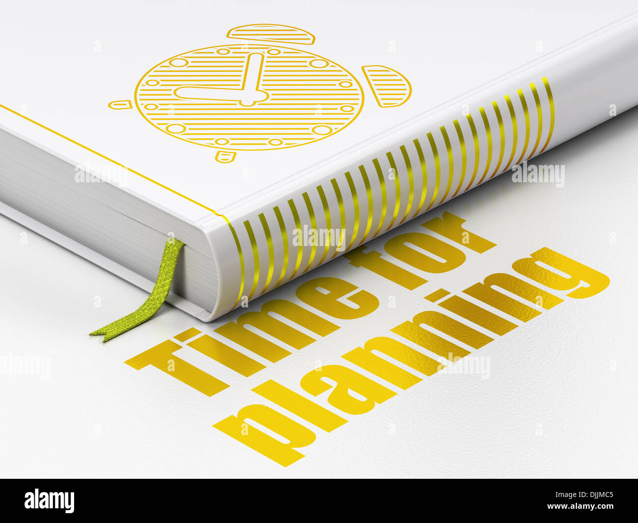 Timeline concept: book Alarm Clock, Time for Planning on white Stock ...