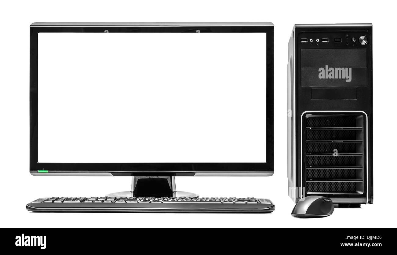 Desktop computer and keyboard and mouse Stock Photo - Alamy