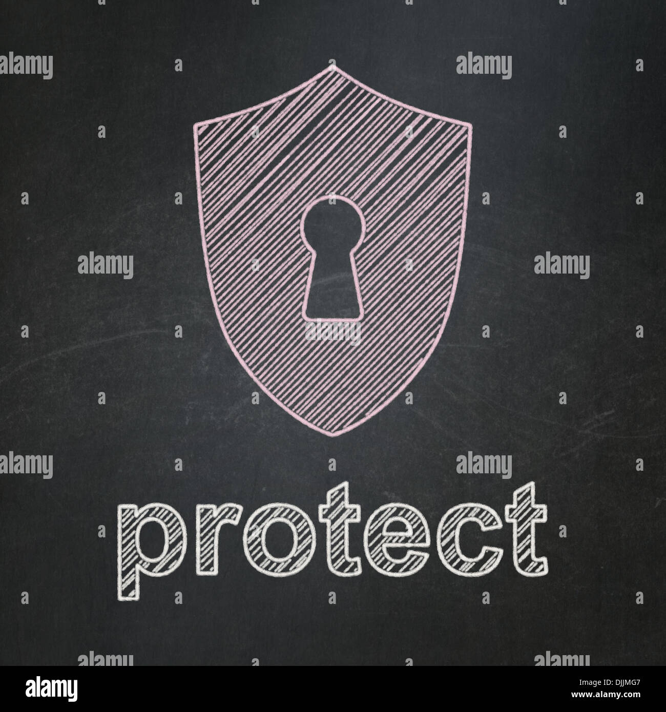 Protection concept: Shield With Keyhole and Protect chalkboard Stock Photo - Alamy